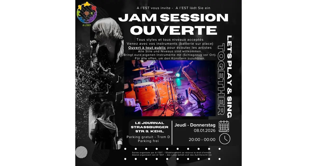 Concert Jam Session Ouverte Jeudi 8 Janvier avec A l'EST ouvert tout ...