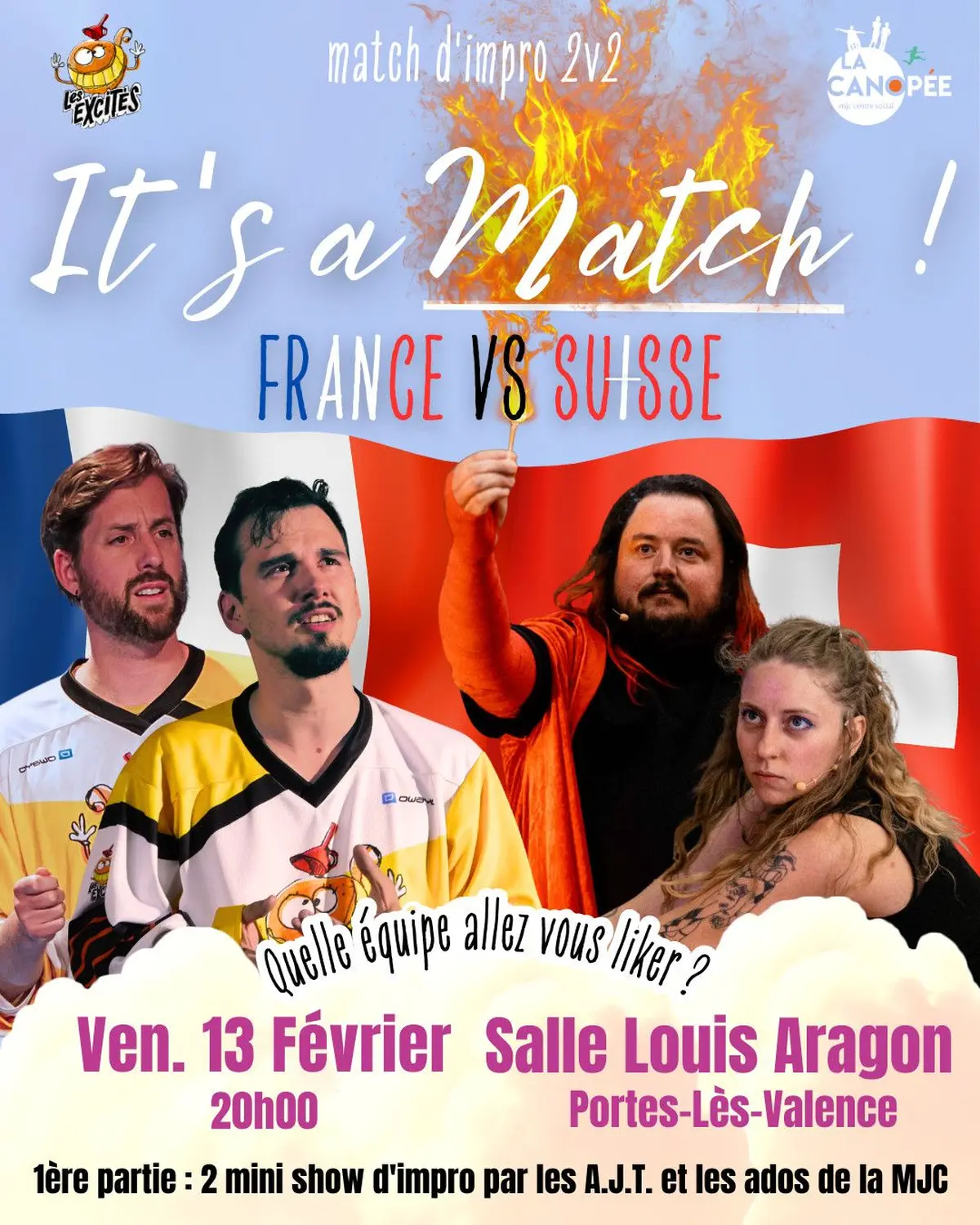 Spectacle Match d'impro France VS Suisse à Valence, Portes-lès-Valence ...