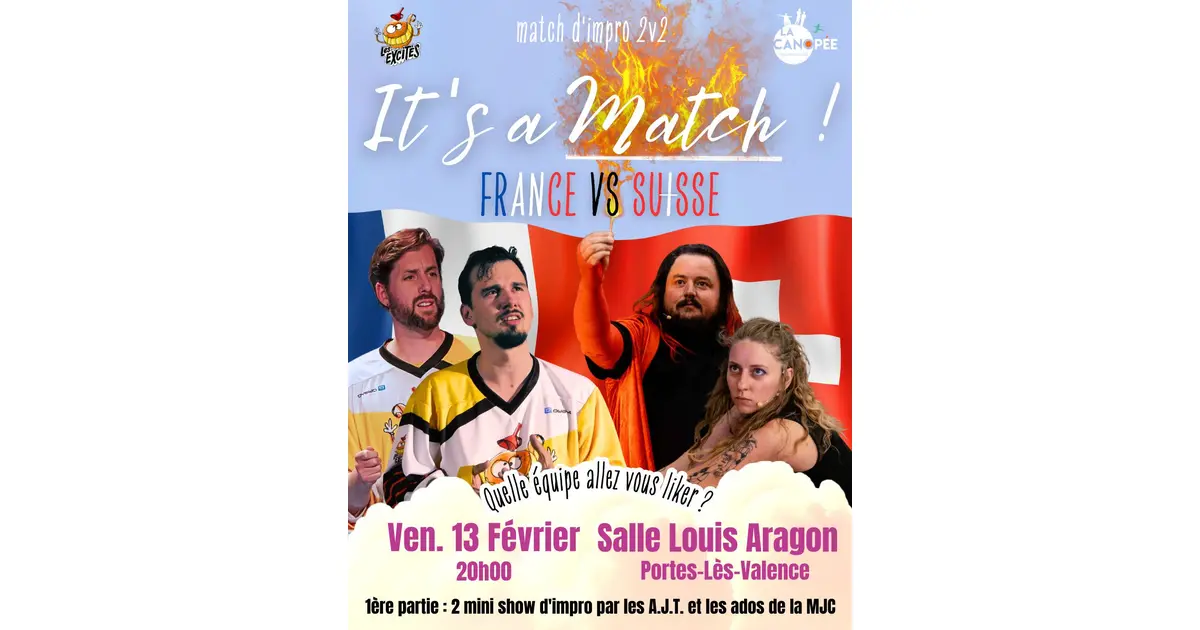 Spectacle Match d'impro France VS Suisse à Valence, Portes-lès-Valence ...