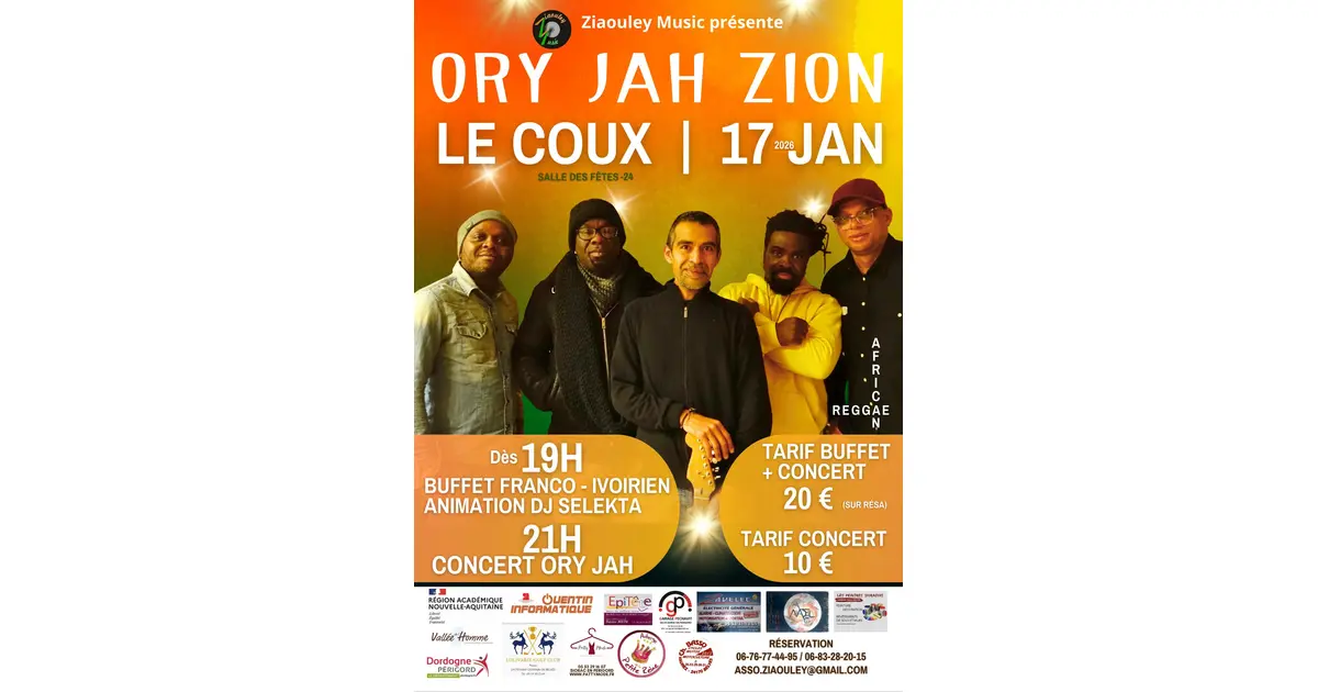 Concert Concert Ory Jah Zion à Coux et Bigaroque-Mouzens 2026 : places ...