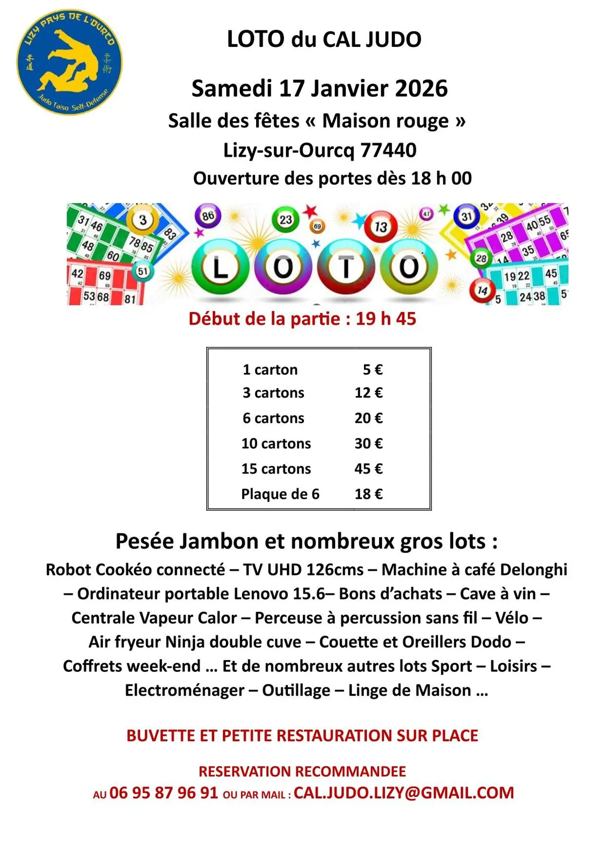 Loto du Cal Judo Lizeen Lizy-sur-Ourcq - date, horaires, tarifs
