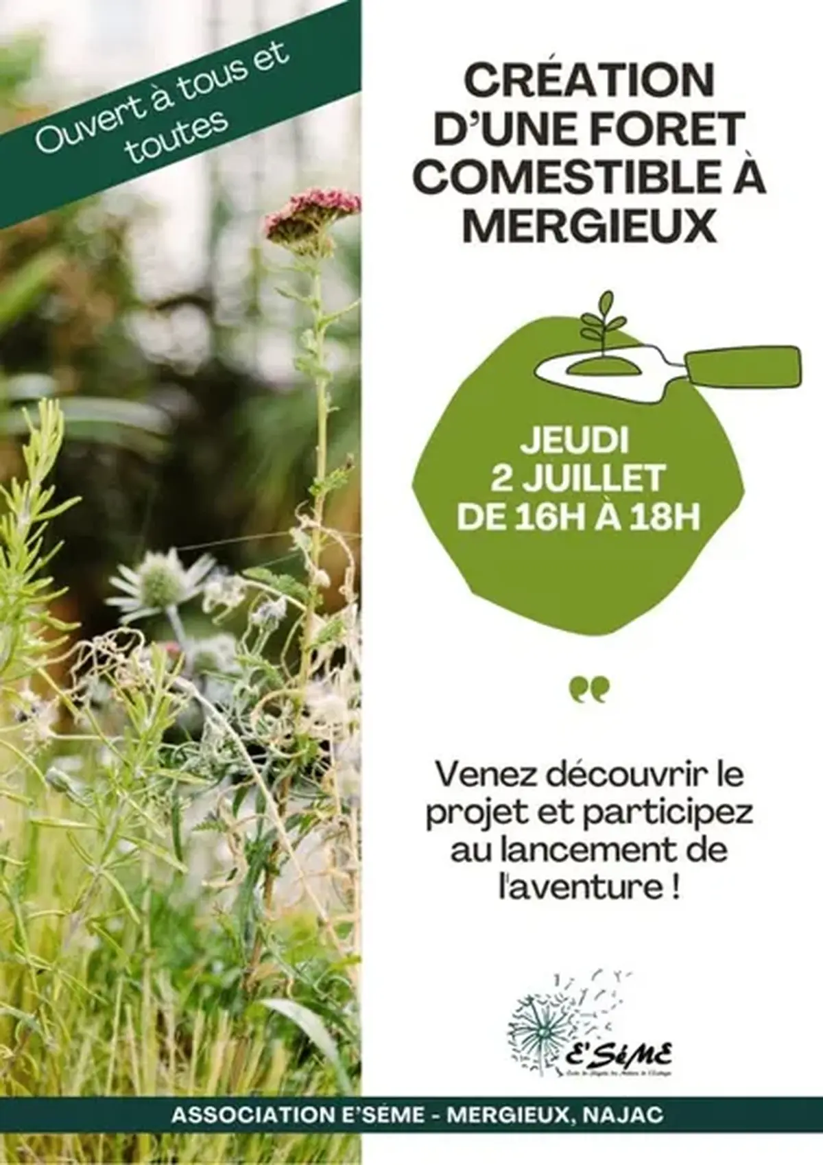 Création d'une forêt comestible à Mergieux Najac 2026 : date, horaires ...