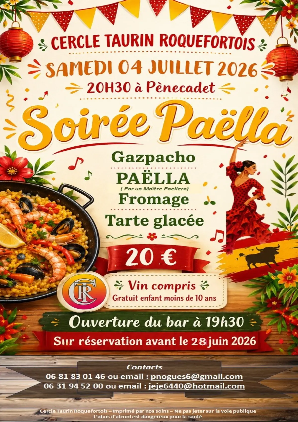 Paëlla du Cercle Taurin Roquefortois 2026 : date, horaires, programme ...