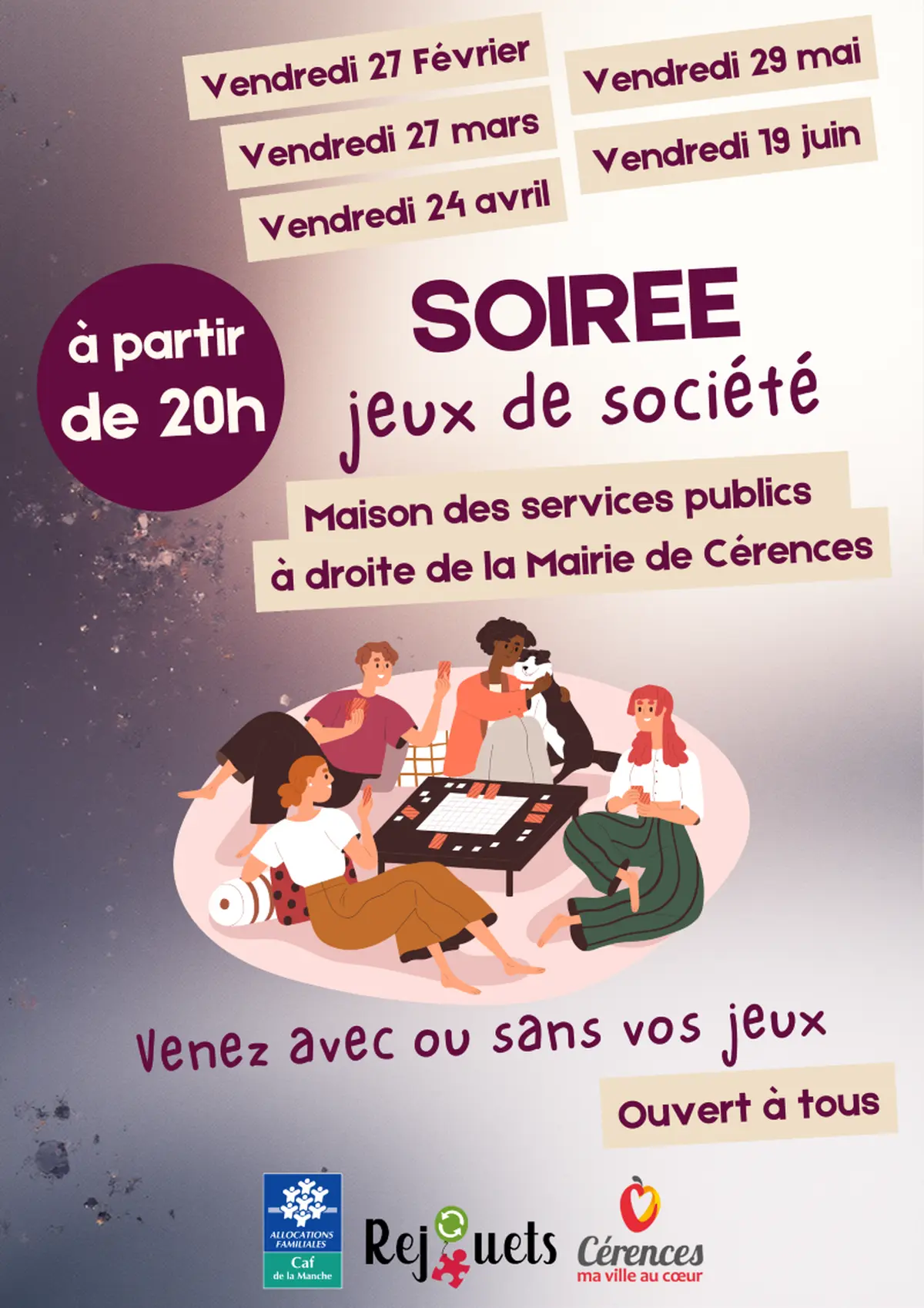 Soirée jeux de société Cérences : date, horaires, tarifs
